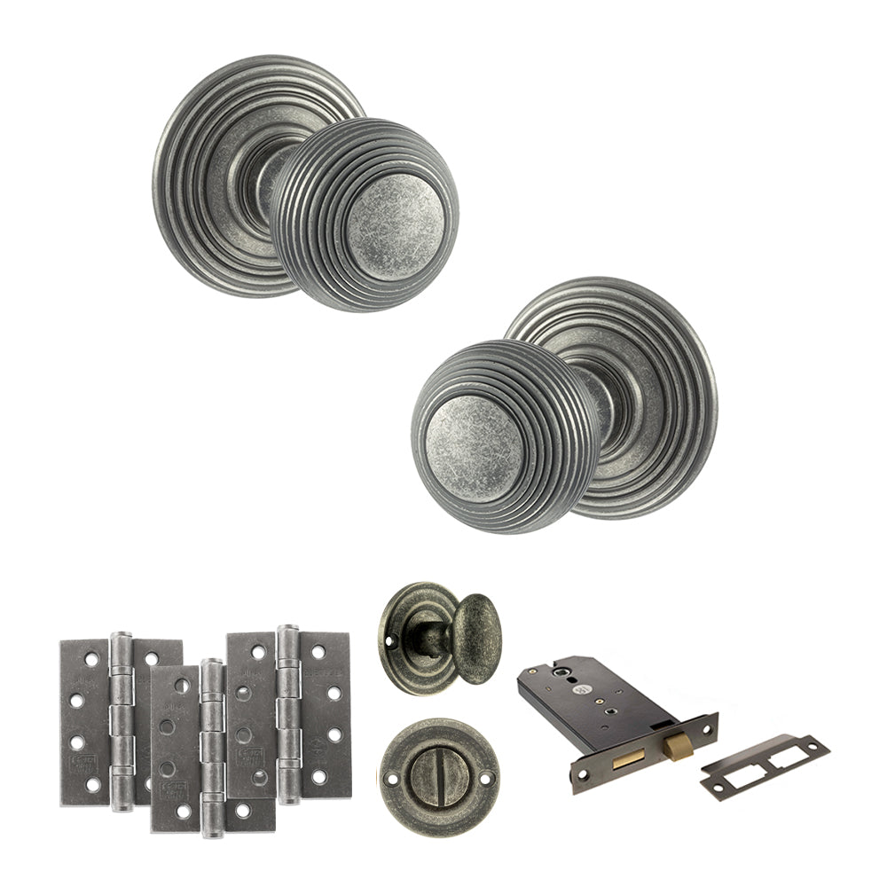 Old English Ripon Door Knob Pack (Lock Set - Horizontal Bathlock, 4" F ...